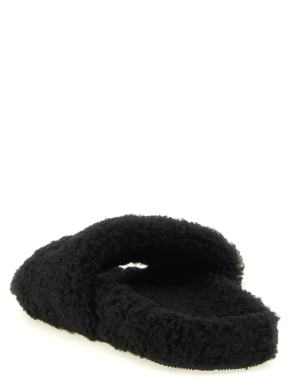 Balenciaga Furry Open Sandals - Black