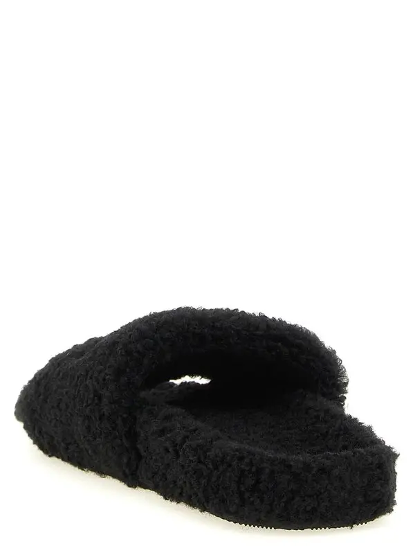 Balenciaga Furry Open Sandals - Black