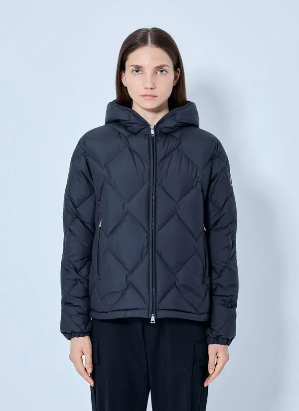Moncler Arvouin Hooded Diamond-quilted Short Down Jacket - Black
