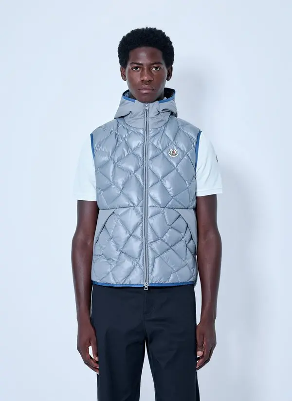 Moncler Quilted Hooded Vest - Gray