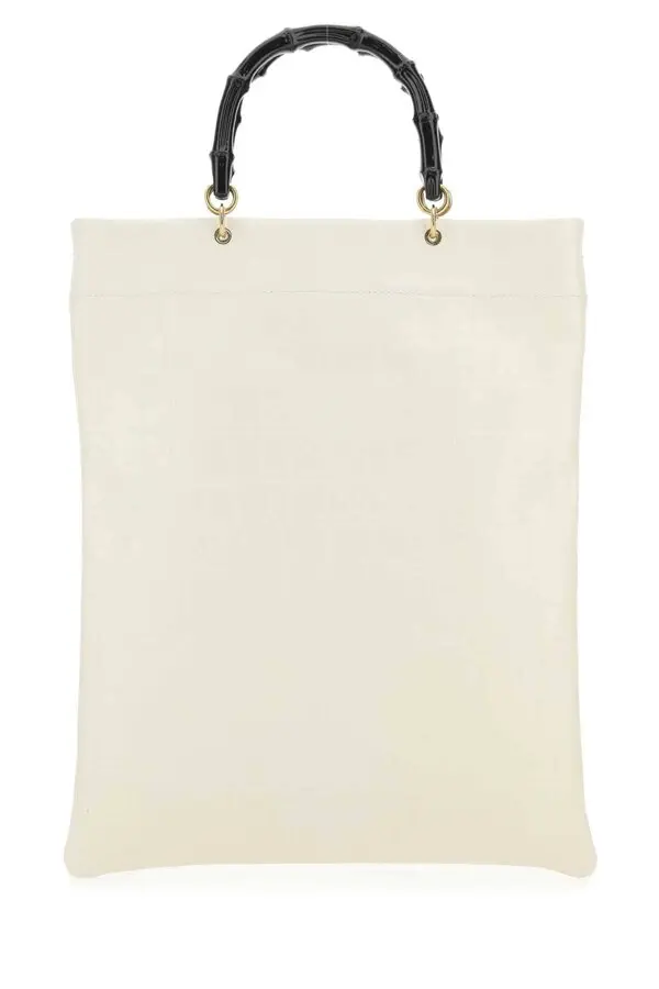 JIL SANDER Ivory Leather Medium Shopping Bag