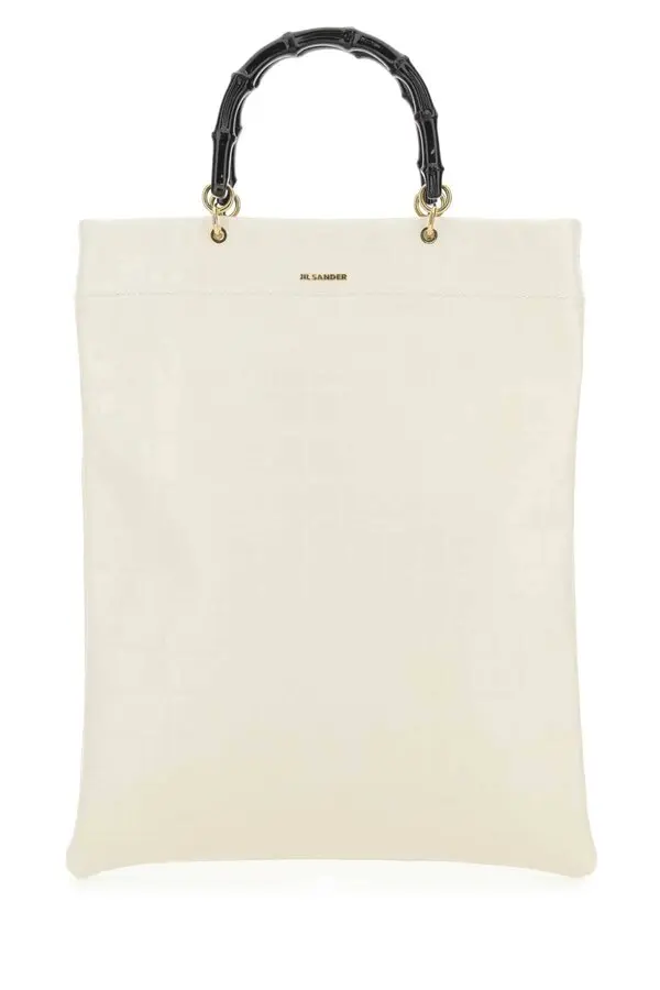 JIL SANDER Ivory Leather Medium Shopping Bag - White