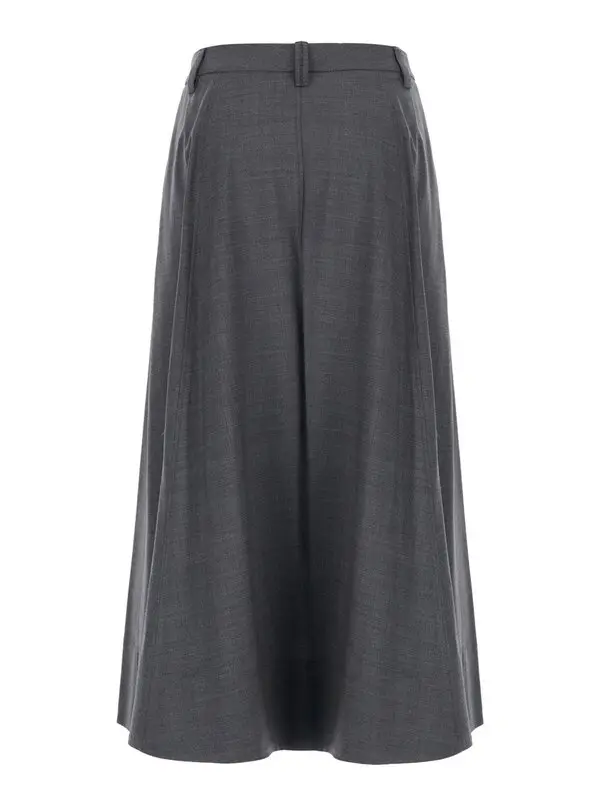 Brunello Cucinelli Wool Blend Midi Skirt - Multicolor