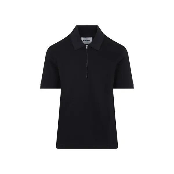 JIL SANDER Knitted Collar Polo - Blue