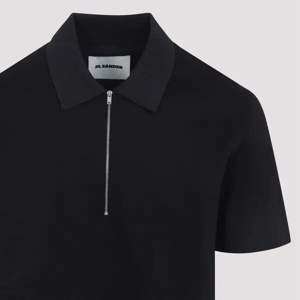 JIL SANDER Knitted Collar Polo - Blue