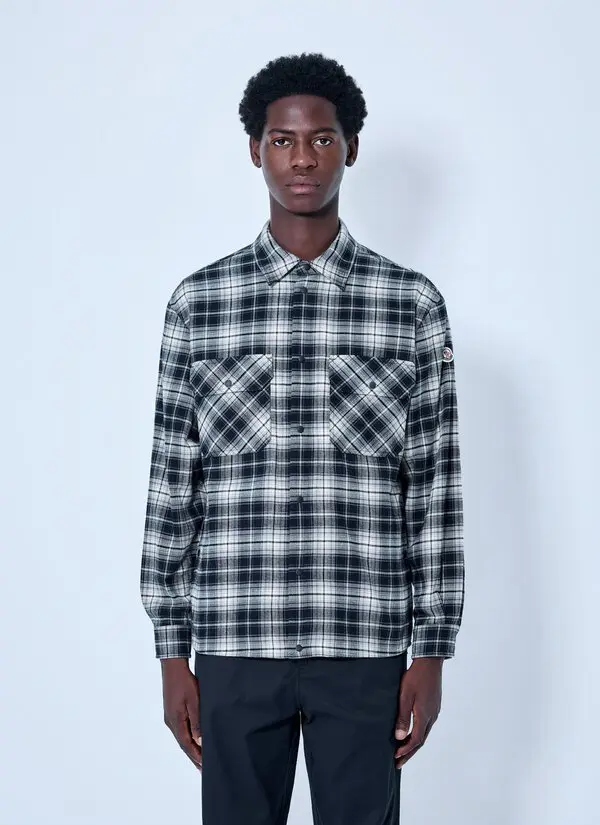 Moncler Check Patterned Cotton Shirt - Black