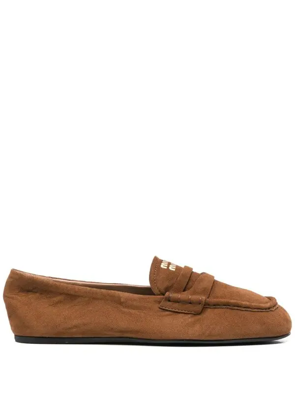 Miu Miu Suede Ruched Loafers - Multicolor