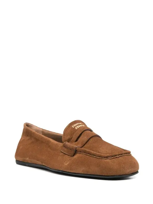 Miu Miu Suede Ruched Loafers - Multicolor