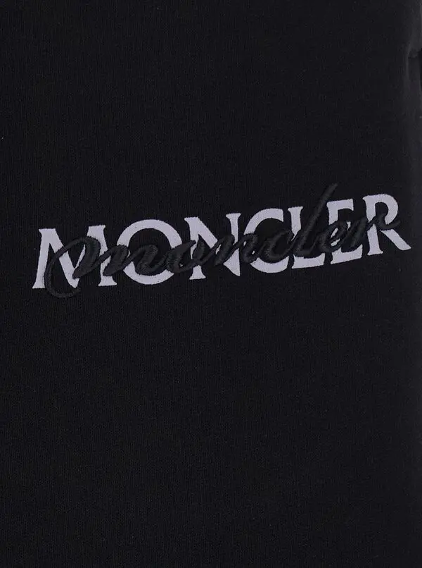 Moncler Black Pants With Elasticated Waist And Logo Lettering On The Front In Cotton For - Multicolor
