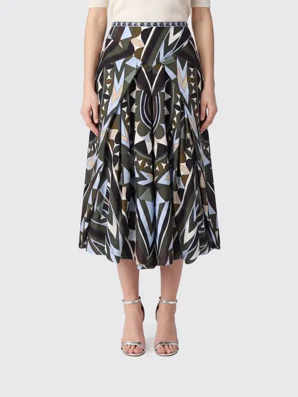 Emilio Pucci High-waisted Wide-leg Cropped Trousers In Geometric Print Silk - Multicolor