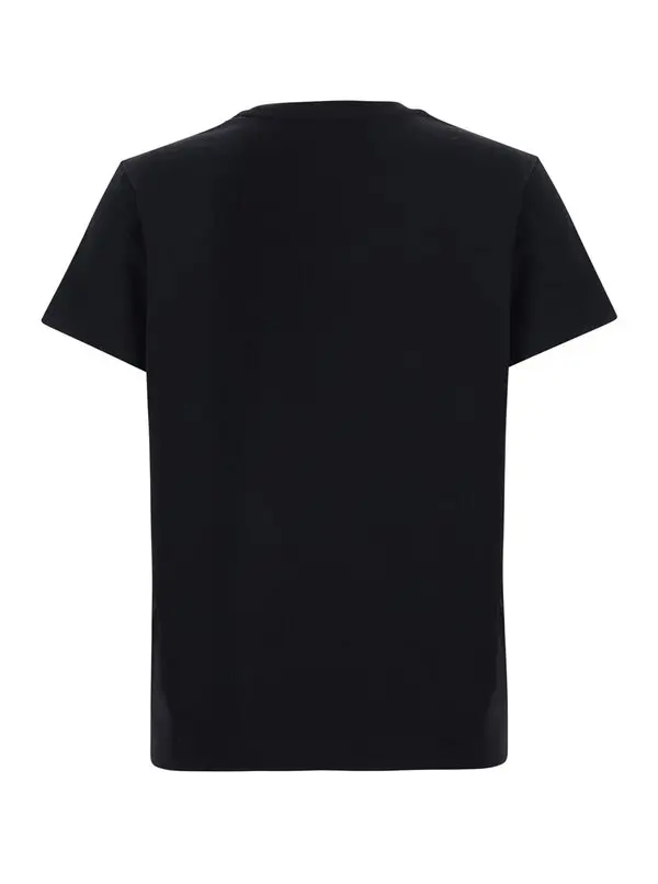 Moncler Logo Lettering Cotton T-shirt - Black