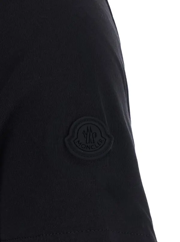 Moncler Logo Lettering Cotton T-shirt - Black