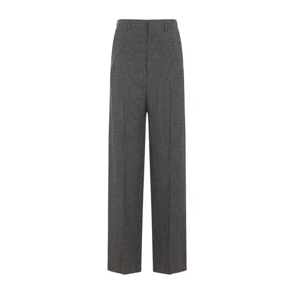 Balenciaga Checkered Lyocell Trousers - Green