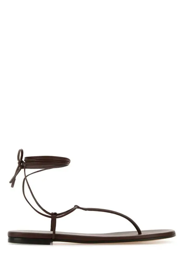 GIANVITO ROSSI Nappa Leather Gwyneth Thong Sandals - Brown