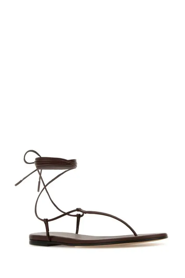 GIANVITO ROSSI Nappa Leather Gwyneth Thong Sandals - Brown