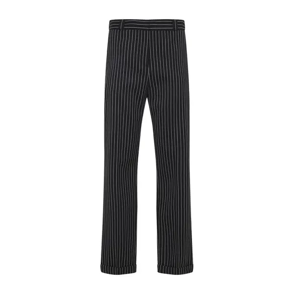 TOM FORD Striped Wool Chino Pants - Black