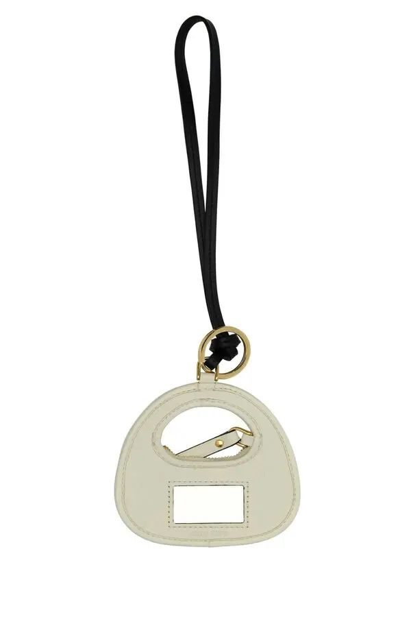 Miu Miu Ivory Leather Keyring - White