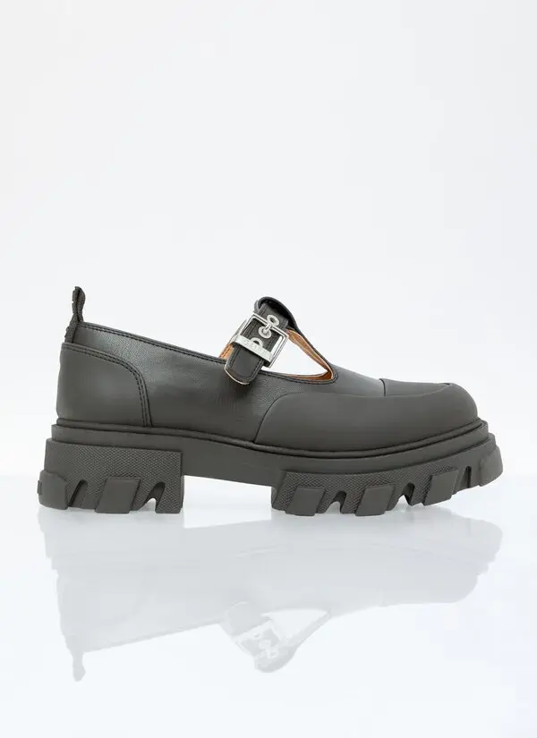 GANNI Cleated Mary-jane Shoes - Black