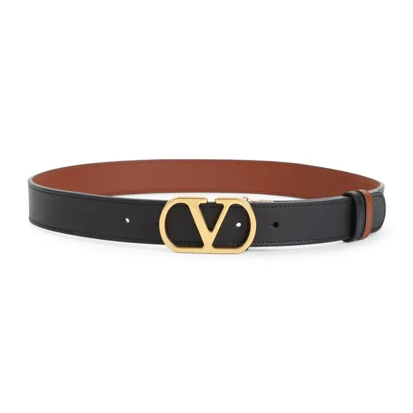 Valentino Garavani H30 Reversible Leather Belt - Black