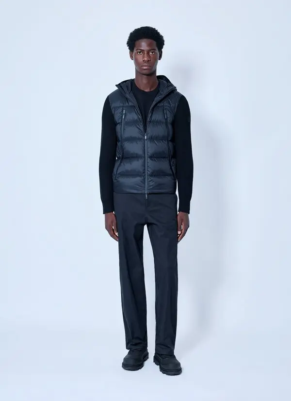 Moncler Hooded Puffer Jacket With Knit Sleeves