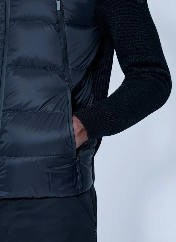 Moncler Hooded Puffer Jacket With Knit Sleeves