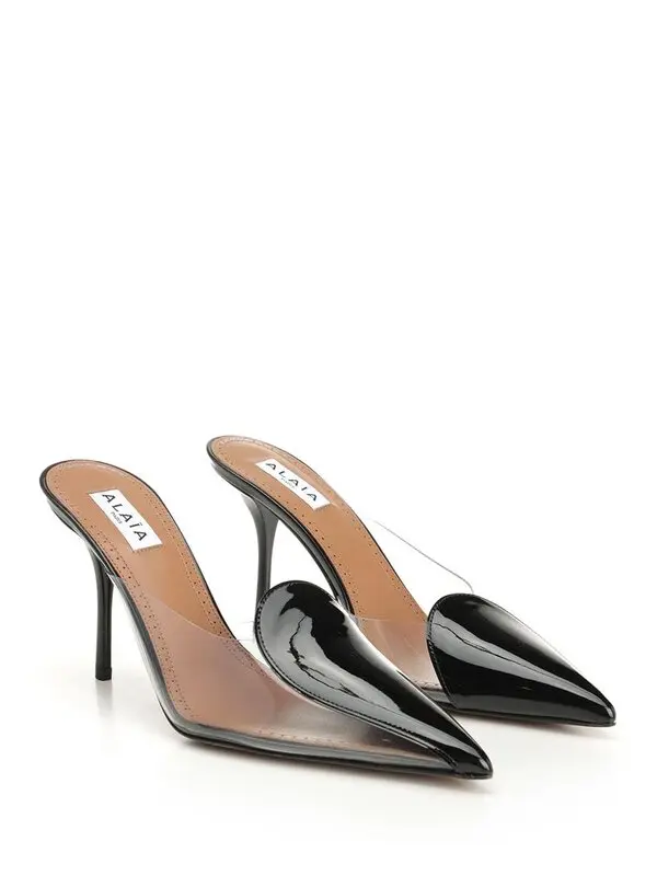 Alaïa Patent Leather And Pvc Mules - Black