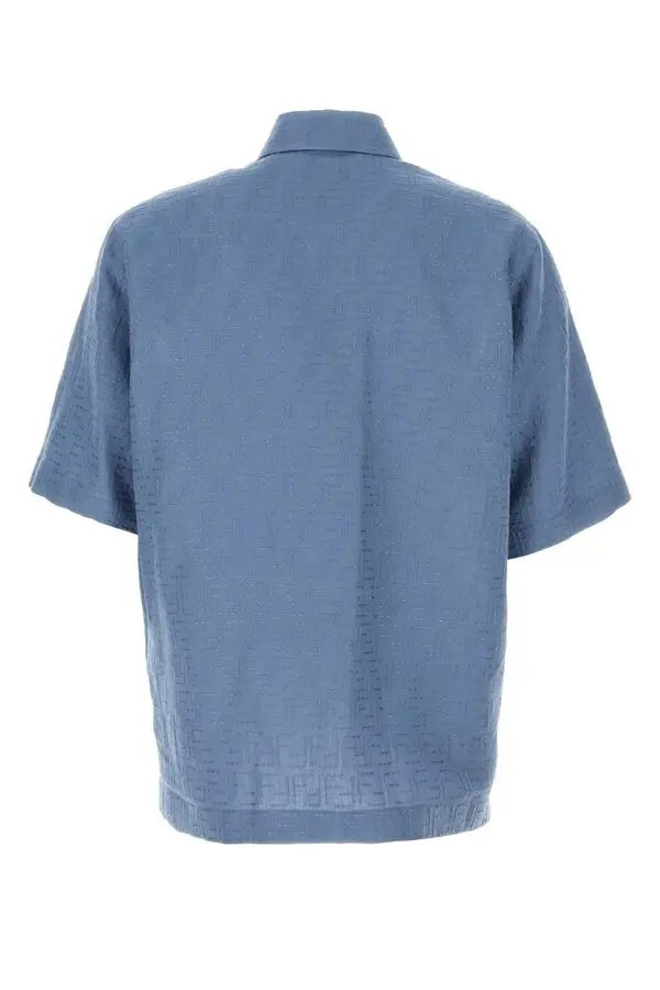 Fendi Cerulean Linen Blend Shirt - Blue