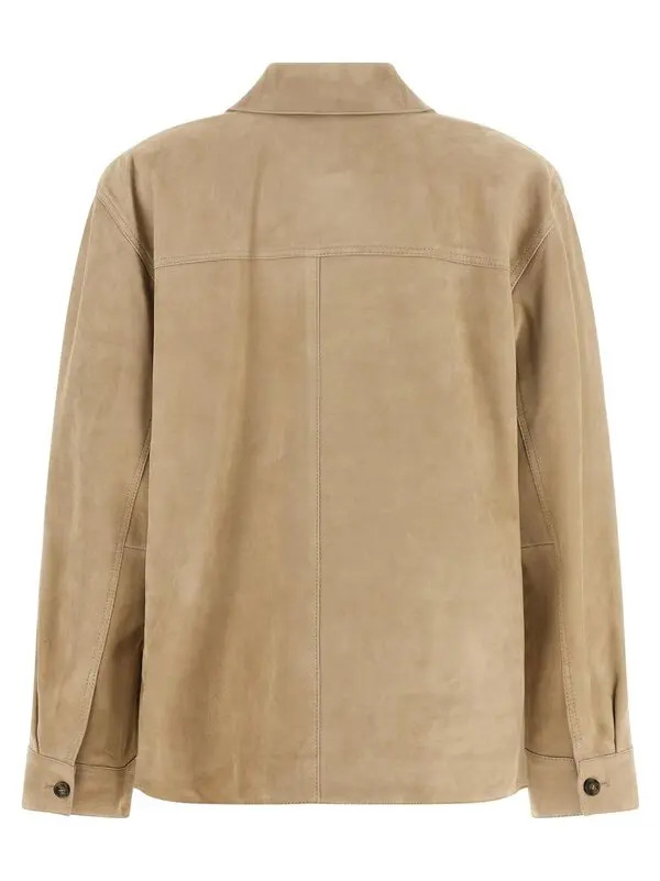 Max Mara Ghiera Suede Leather Shirt Jacket - Cream