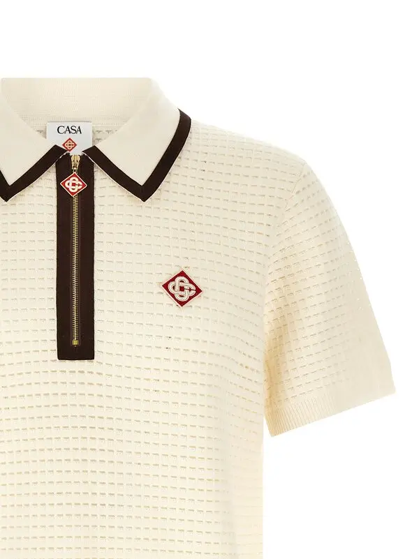 Casablanca Waffle Stitch' Knit Polo Shirt