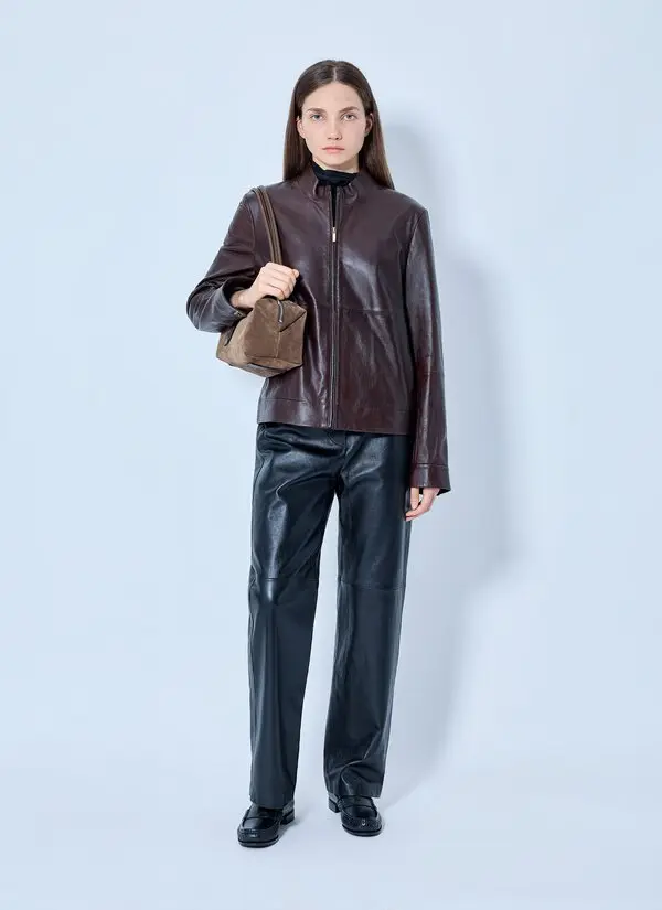 Max Mara High-collar Leather Jacket