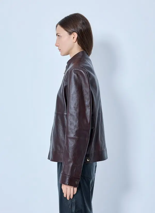 Max Mara High-collar Leather Jacket