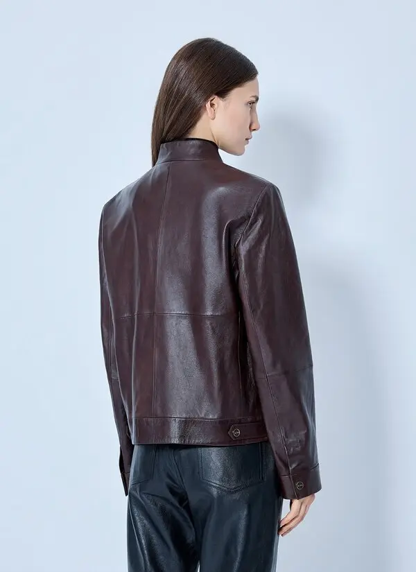 Max Mara High-collar Leather Jacket