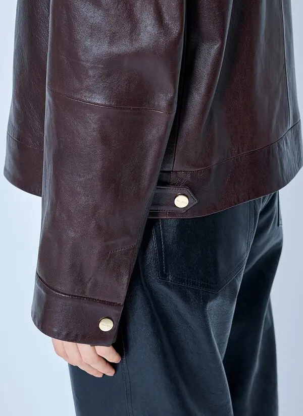 Max Mara High-collar Leather Jacket