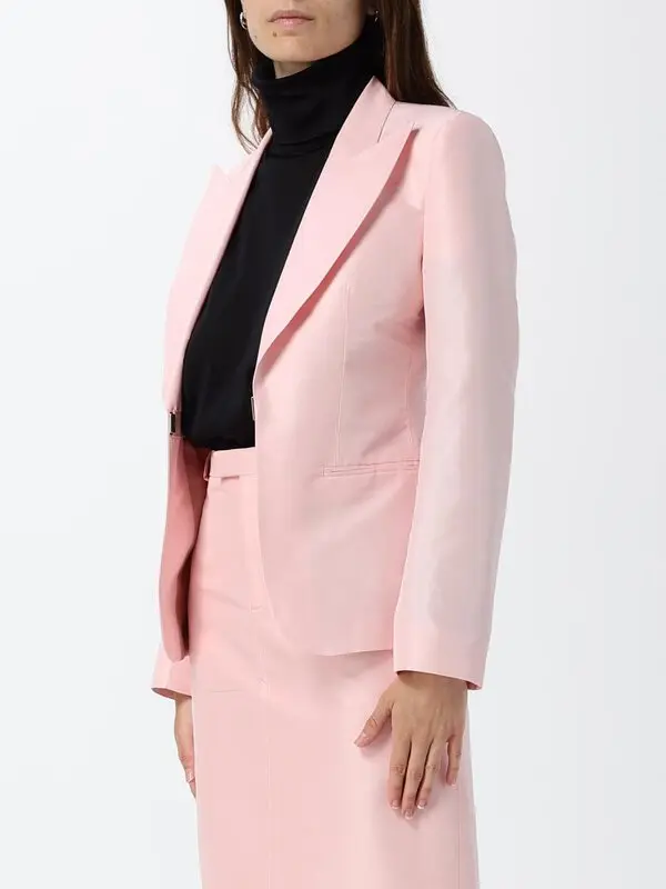 Gucci Cropped Silk Blazer - Pink