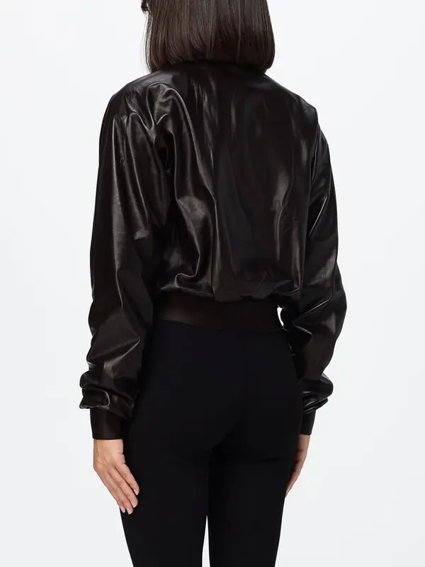 Gucci Nappa Leather Bomber Jacket With High Collar And Zip Closure