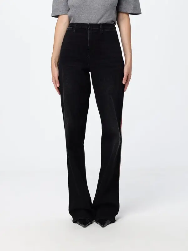 Gucci High-waisted Straight Jeans In Cotton Denim With Web Logo - Black