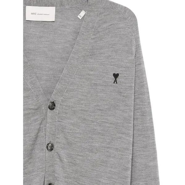 AMI Paris Grey Sweaters & Knitwear Cardigans