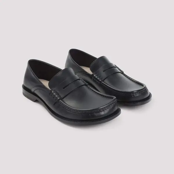 Loewe Campo Flap Back Loafers - Black