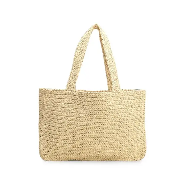 Valentino Garavani Maxi Vlogo Signature Raffia Tote Bag - Cream