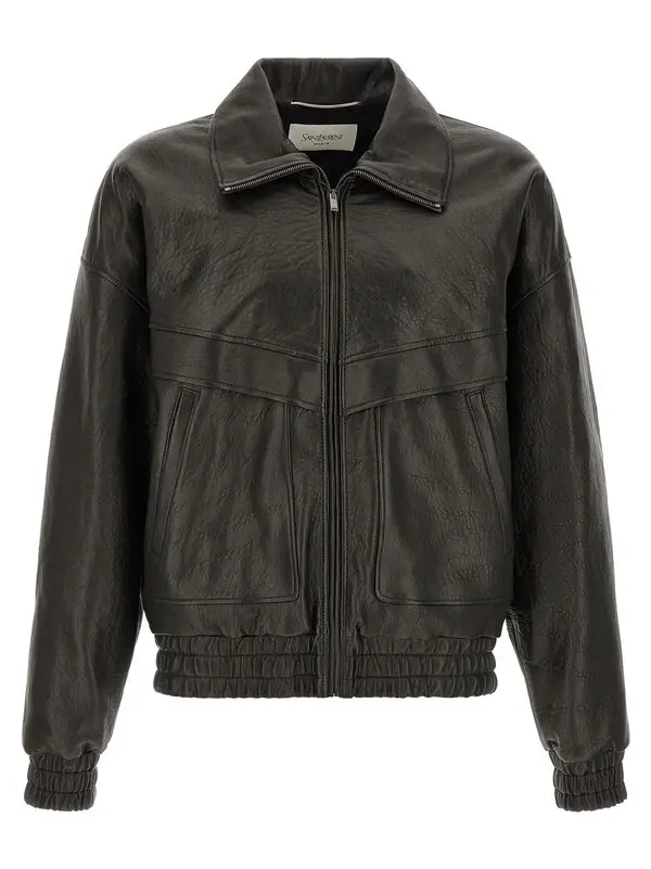 Saint Laurent Bubble Leather Jacket - Black