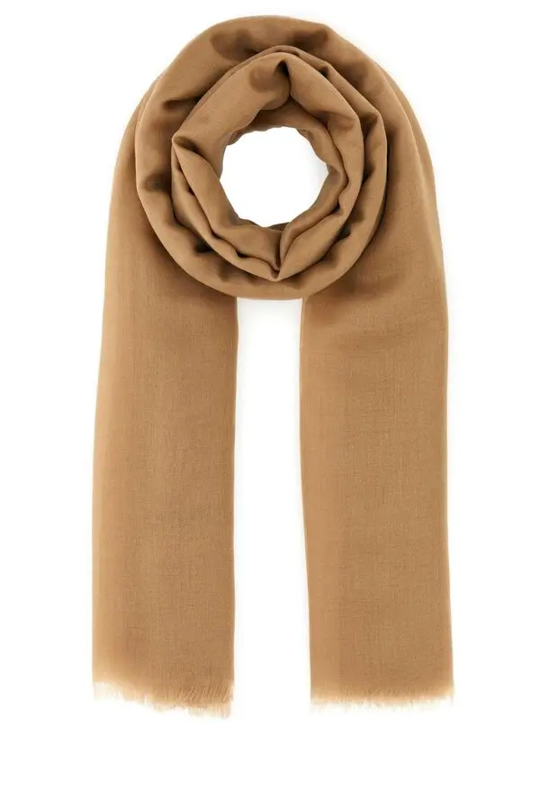 FERRAGAMO Camel Cashmere Scarf - Brown