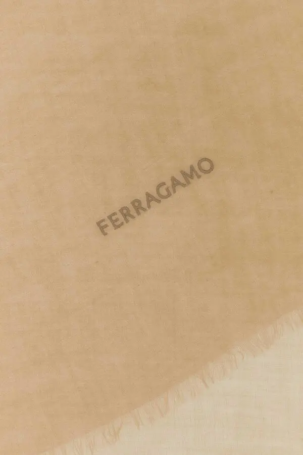 FERRAGAMO Camel Cashmere Scarf - Brown