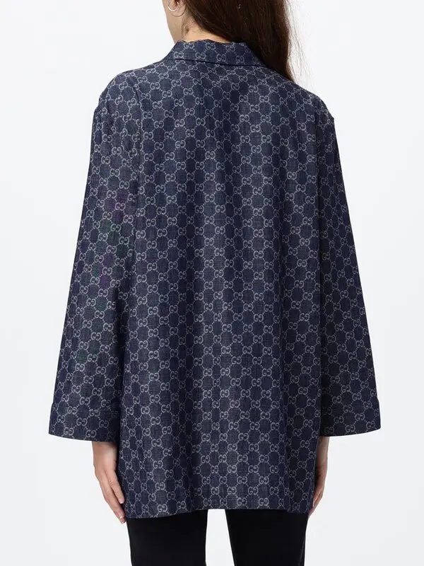 Gucci All-over Gg Monogram Denim Shirt Jacket In A Relaxed Fit - Blue