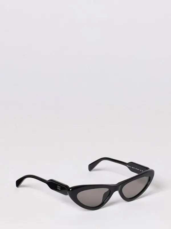 Miu Miu Triangular Frame Acetate Sunglasses With Contrast Logo - Black