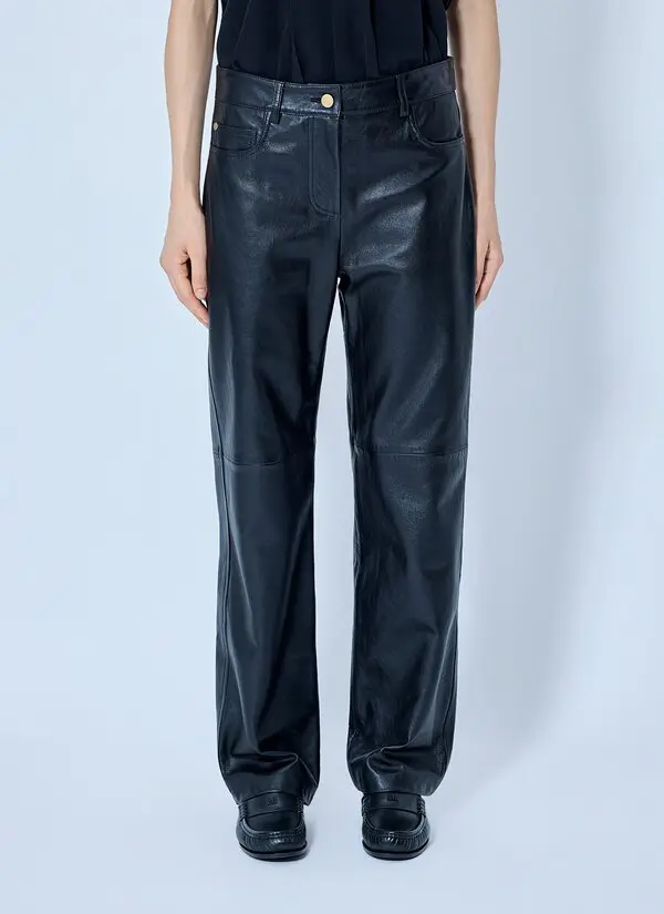 Max Mara Leather Straight-leg Trousers