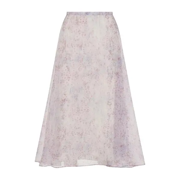 Alberta Ferretti Printed Organza Midi Skirt - Multicolor