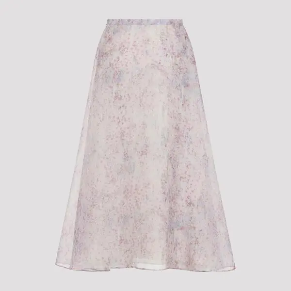 Alberta Ferretti Printed Organza Midi Skirt - Multicolor