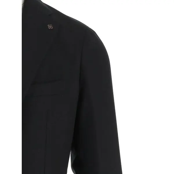 Tagliatore Classic Single-breasted Wool Blend Blazer - Black