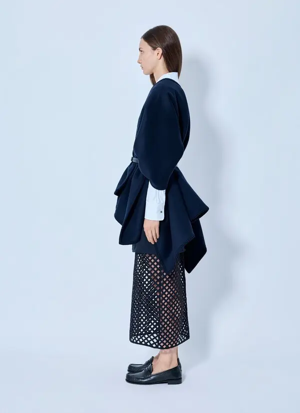 Max Mara Belted Wrap Poncho With Cut-out Skirt