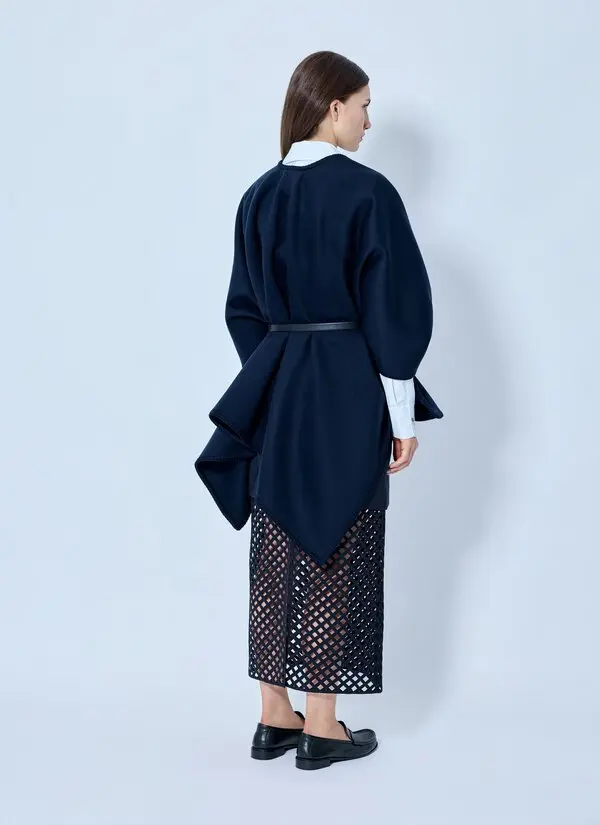 Max Mara Belted Wrap Poncho With Cut-out Skirt